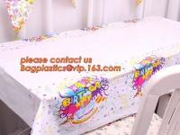 China cartoon theme party for kids happy birthday party tableware, Festival Pink Tablecover Supply,Transparent Rectangle Kitch for sale