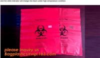 China Durable plastic Biohazard Bags for medical waste, biohazard specimen transport poly bag, hazardous waste yellow plastic for sale