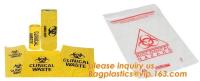 China Durable plastic Biohazard Bags for medical waste, biohazard specimen transport poly bag, hazardous waste yellow plastic for sale