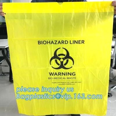 China Disposable plastic biohazard bags infectious linen waste bags, Yellow Biohazard Waste Bag Medical Specimen Transport Bag for sale