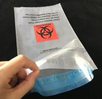 China printing self adhesive biohazard waste bag, autoclave biohazard specimen transport bag, Medical Biohazard Plastic Poly B for sale