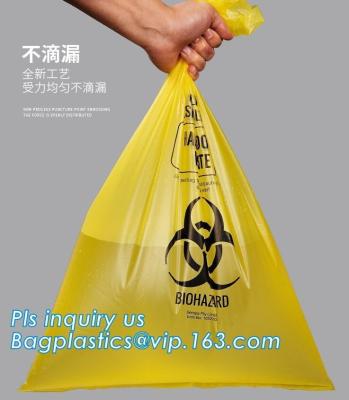 China HDPE materials yellow color disposable plastic medical biohazard bag, Autoclavable Polypropylene Bags with Message, pac for sale
