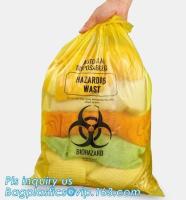 China HDPE materials yellow color disposable plastic medical biohazard bag, Autoclavable Polypropylene Bags with Message, pac for sale