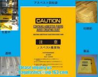 China industry waste clear asbestos bags, Sell clear plastic asbestos rubbish bags with red printing, Strong LDPE Material Asb for sale