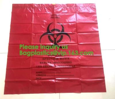 China Biodegradable Dtrawstring Biohazard Bags Medical Drawtape, Biological Hazardous Waste Disposal,Yellow red green blue for sale