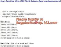 China Large Size Good Quality Biohazard PE Disposable Waste Bag Thick Plastic Asbestos Bag,Jumbo Plastic Industrial Garbage Pa for sale