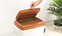 China 40L 15kgs 17lbs high quality stocked customized pet food storage container bucket dispenser dog food can box for dog cat for sale