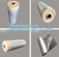 China painting painters masking film with bule tape, painting folded pre-taped core masking film, spray plastic pre-tape pla for sale