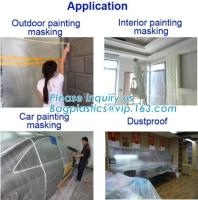 China blue pre-tape masking film, environmental protection auto paint pre-tape masking film, plastic Taped masking film wit for sale