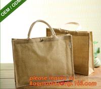 China Heavy hold support Jute bag OEM Customized printing waterproof and reusable jute shopping bag with inner JUTE BAGS CARRI for sale