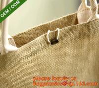 China Heavy hold support Jute bag OEM Customized printing waterproof and reusable jute shopping bag with inner JUTE BAGS CARRI for sale
