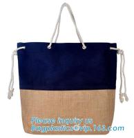 China Wholesale jute tote bags with leather handles,Reusable natural color jute tote bag for shopping, Printed jute shopping b for sale