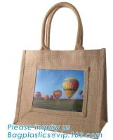 China Wholesale jute tote bags with leather handles,Reusable natural color jute tote bag for shopping, Printed jute shopping b for sale