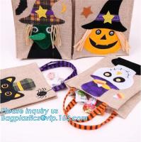 China eco-friendly portable halloween linen tote jute bag with logo custom, ester, wedding, burthday, party, grand event happy for sale