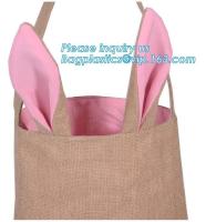 China burlap easter tote, bunny ear kid Jute Shopping Bag With Leather Handles,cambric bag,Custom logo jute tote shopping bag for sale