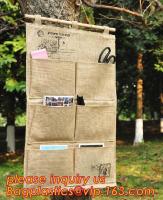 China manufacturer Natural Jute canvas fabric wall hanging storage organizer carriage bag,Wall hanging pocket storage organize for sale