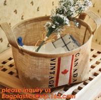 China Amazon Hot Sales Fashion Household Foldable Eco Friendly Durable Jute Storage Organizer Basket,large capacity Cotton Lin for sale