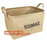 China 100% jute storage basket,natural jute material collapsible decorative storage basket,Home handmade jute woven rope toy s for sale
