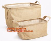 China 100% jute storage basket,natural jute material collapsible decorative storage basket,Home handmade jute woven rope toy s for sale