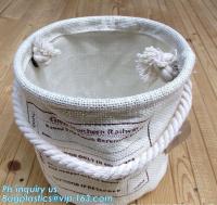China Jute material small toy storage basket,Printing set of 3 Jute storage basket ,storage bin , laundry basket bin bagease for sale