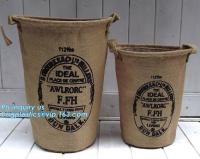 China Jute material small toy storage basket,Printing set of 3 Jute storage basket ,storage bin , laundry basket bin bagease for sale