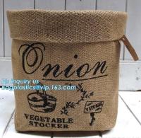 China Jute material small toy storage basket,Printing set of 3 Jute storage basket ,storage bin , laundry basket bin bagease for sale