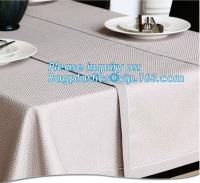 China Disposable tnt pp spunbond non woven table cloth, modern luxury restaurant dining used non woven long teal pvc plastic t for sale