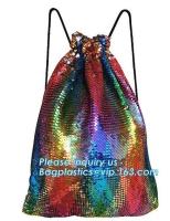 China Shining Sequin Backpack Back Pack,Glitter Drawstring Backpack Bling Shining Bag Shoulder Bag Sequin Backpack, bagplastic for sale