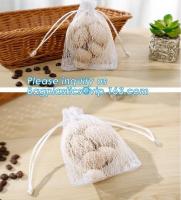 China china factory promotional white cotton nylon mesh drawstring raschel bag for dry fruit storage, nylon mesh bags, bagease for sale