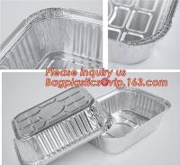 China Custom Printing Logo Disposable Rectangular Aluminum Foil Food Takeaway Container with paper lid,Disposable Durable Alum for sale