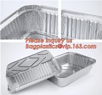 China Custom Printing Logo Disposable Rectangular Aluminum Foil Food Takeaway Container with paper lid,Disposable Durable Alum for sale