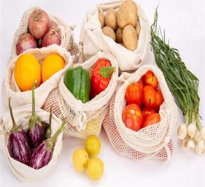 China Recyclable Laundry FIBC Jumbo Bags Cotton Mesh String Grocery Bag Shopper for sale