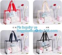 China Clear PVC Shopping Reusable Tote Bags With Carry Handle Customize Logo for sale