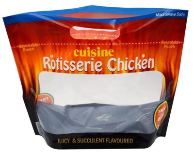 China Rotisserie Chicken Packaging Side Gusset Bags , Quad Sealed Bags for sale