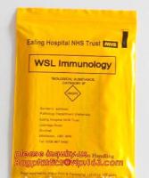 China Shield Autoclavable Biohazard Bags , Biohazard Waste Bags With Pocket Medical Specimen for sale