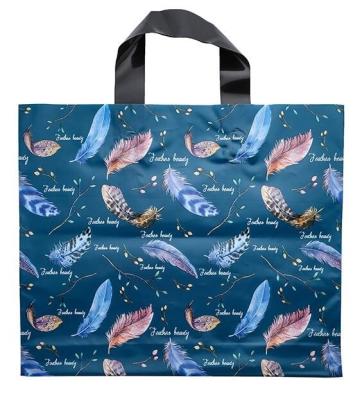 China Custom printed die cut handle plastic bags manufacturer 12 x 15 inch light green promotional recycle grocery shopping ba for sale