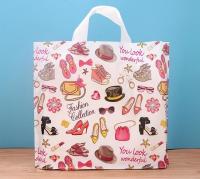China Custom printed die cut handle plastic bags manufacturer 12 x 15 inch light green promotional recycle grocery shopping ba for sale