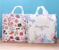 China Manufacturer Custom Logo Printing soft loop handle plastic bag,promotional 100% biodegradable custom printed soft loop h for sale