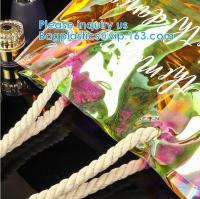 China Pvc Travel Biodegradable Shopping Bags Drawstring Handle Handy Women Shopper Reusable Fashion Pvc Tote Bags for sale