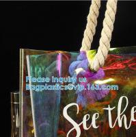 China Pvc Travel Biodegradable Shopping Bags Drawstring Handle Handy Women Shopper Reusable Fashion Pvc Tote Bags for sale