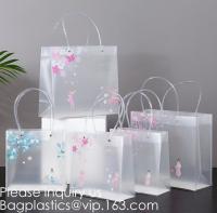China Frosted Frosty Handle Carry Gift Package Biodegradable Shopping Bags Recycled Square Bottom Transparent Pvc for sale