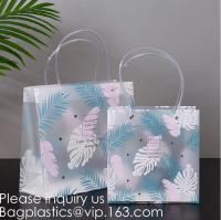 China Frosted Frosty Handle Carry Gift Package Biodegradable Shopping Bags Recycled Square Bottom Transparent Pvc for sale