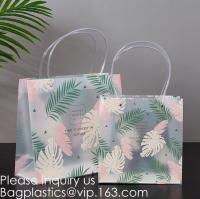China Frosted Frosty Handle Carry Gift Package Biodegradable Shopping Bags Recycled Square Bottom Transparent Pvc for sale