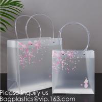 China Frosted PP Bags Plastic Gift Bags With Handles Translucent Tote Gift Wrapping Flower Package Decoration Supplies for sale