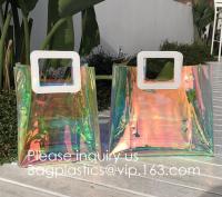China Gift Bag Clear Shopping Bag Custom PVC Plastic Shopping Bag, Shiny Pvc Handle Shopping Hand Bag Clear Tote Bags Ladies for sale