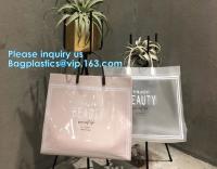 China Semi Clear Plastic Gift Bags With Brown Handle Wedding Gift Packaging Bags Birthday Handbag Party Favors PP Gift Wrap for sale