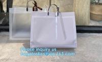 China Semi Clear Plastic Gift Bags With Brown Handle Wedding Gift Packaging Bags Birthday Handbag Party Favors PP Gift Wrap for sale