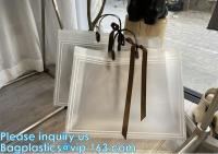China Semi Clear Plastic Gift Bags With Brown Handle Wedding Gift Packaging Bags Birthday Handbag Party Favors PP Gift Wrap for sale
