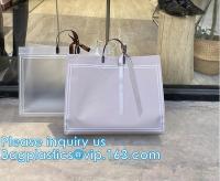 China Semi Clear Plastic Gift Bags With Brown Handle Wedding Gift Packaging Bags Birthday Handbag Party Favors PP Gift Wrap for sale