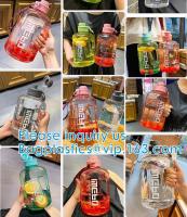 China Water Bottles Fitness Gym Sports Jug Big Capacity Plastic eco friendly Water Bottle with Straw Drinking for sale